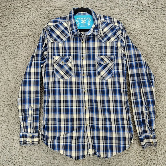 Wrangler | Shirts | Wrangler Twenty X Shirt Mens Xl Blue Plaid Cotton ...